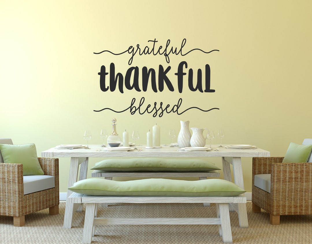 Vinyl Wall Art Decal | "grateful Thankful Blessed" | Fall Decoration ...