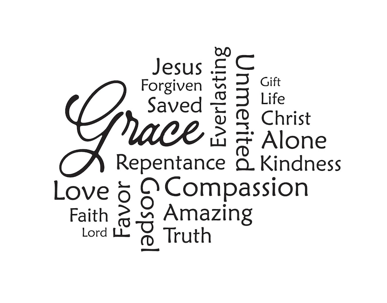 Vinyl Wall Art Decal grace Word Cloud Church | Etsy