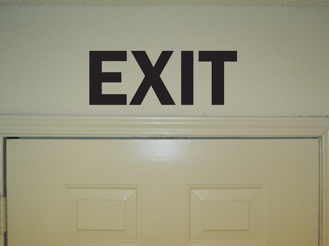 Vinyl Wall Decal | "exit" Sign | Door Signs Exits Church Store Business ...