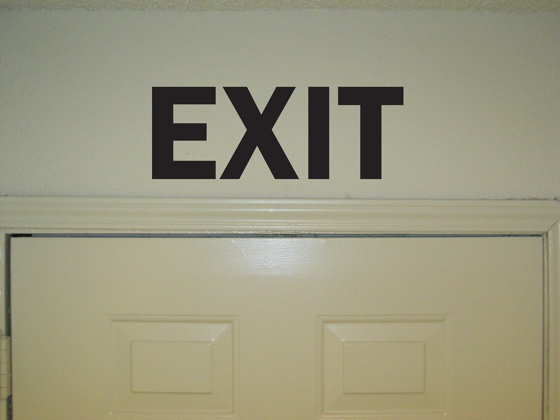 Vinyl Wall Decal | "exit" Sign | Door Signs Exits Church Store Business ...