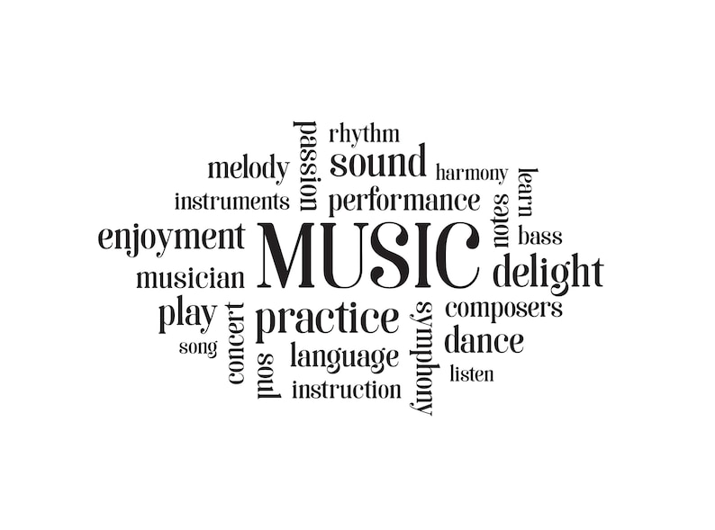 Vinyl Wall Art Decal MUSIC Word Cloud Classroom Music Room | Etsy