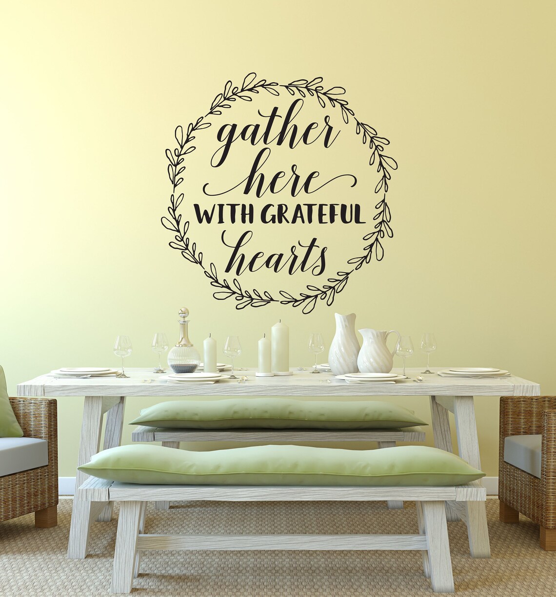 Vinyl Wall Art Decal Gather here with grateful | Etsy