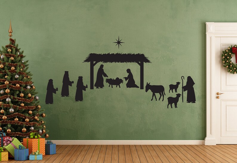 Vinyl Wall Art Decal | Christmas Nativity | Christmas Holiday Decor ...