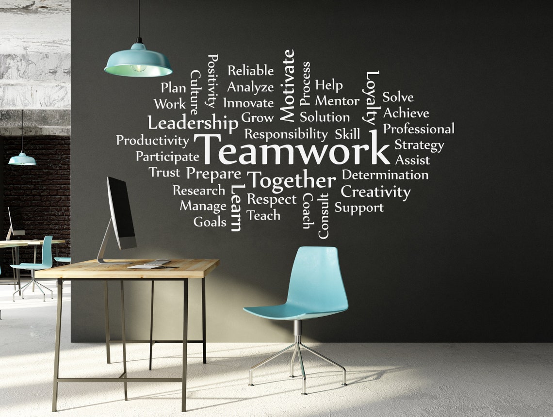 Vinyl Wall Art Decal Teamwork workplace Word Cluster Cloud - Etsy