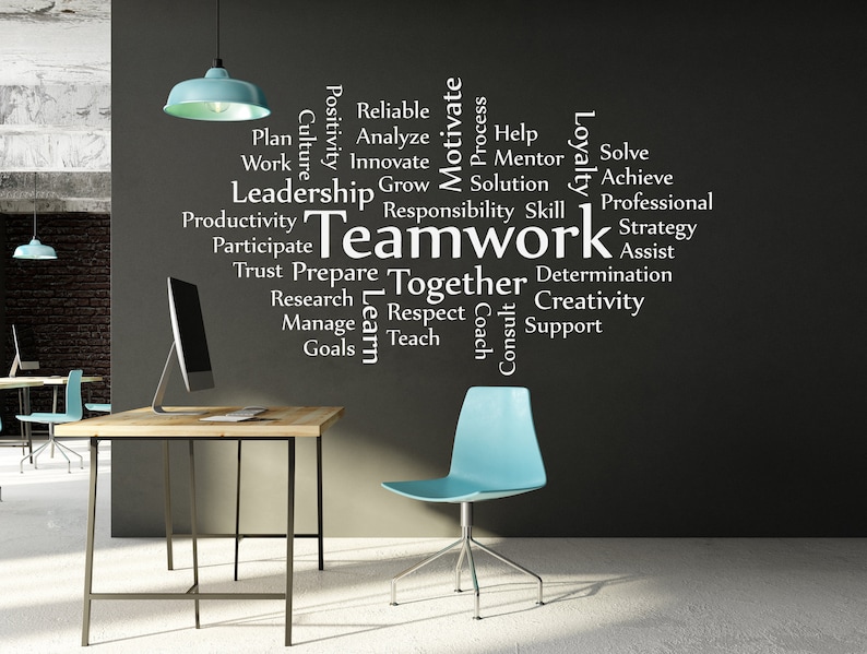 Vinyl Wall Art Decal Teamwork workplace Word Cluster Cloud - Etsy