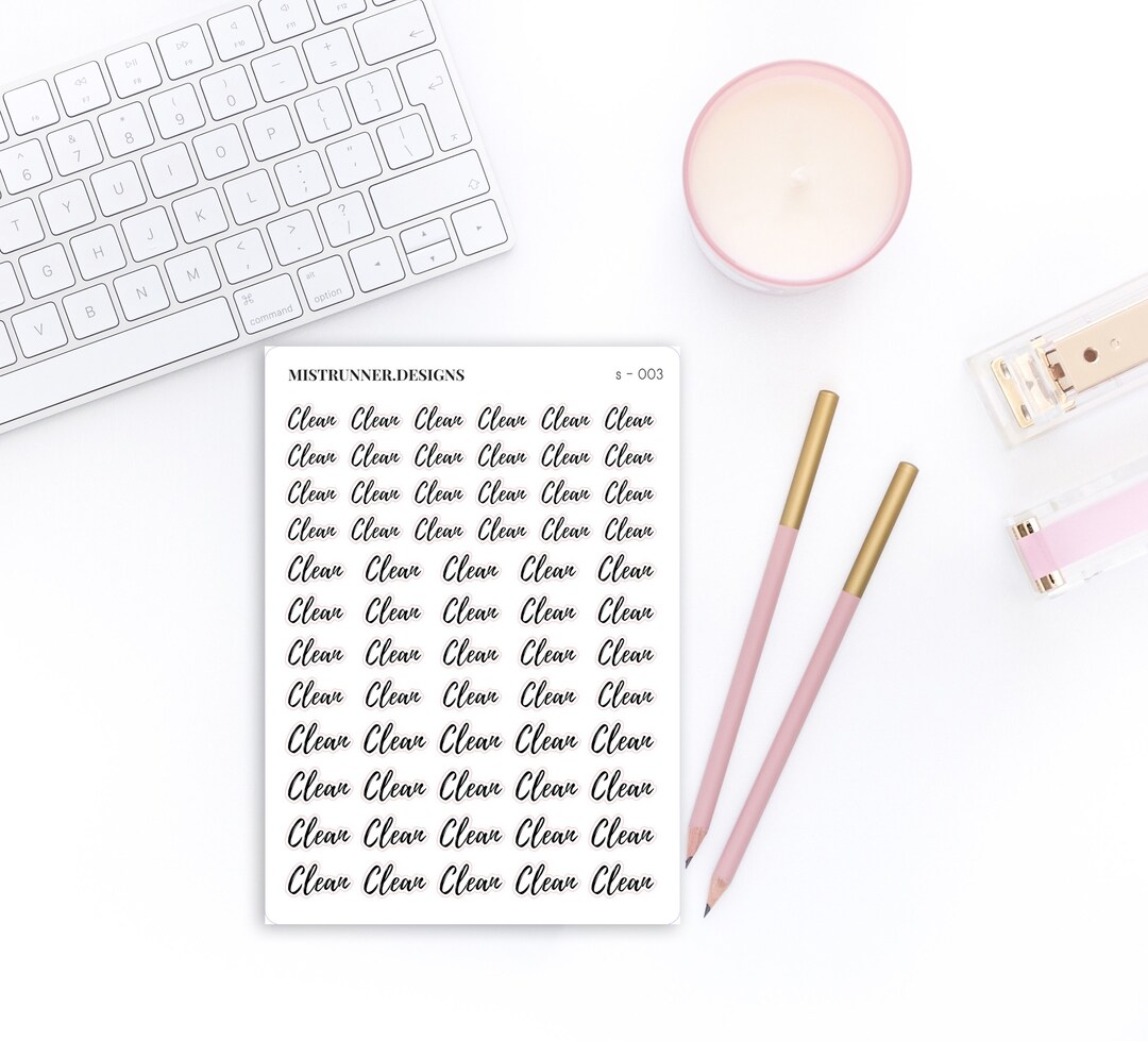 Clean Elegant Script Word Planner Stickers // Tiny Clean Word Planner ...