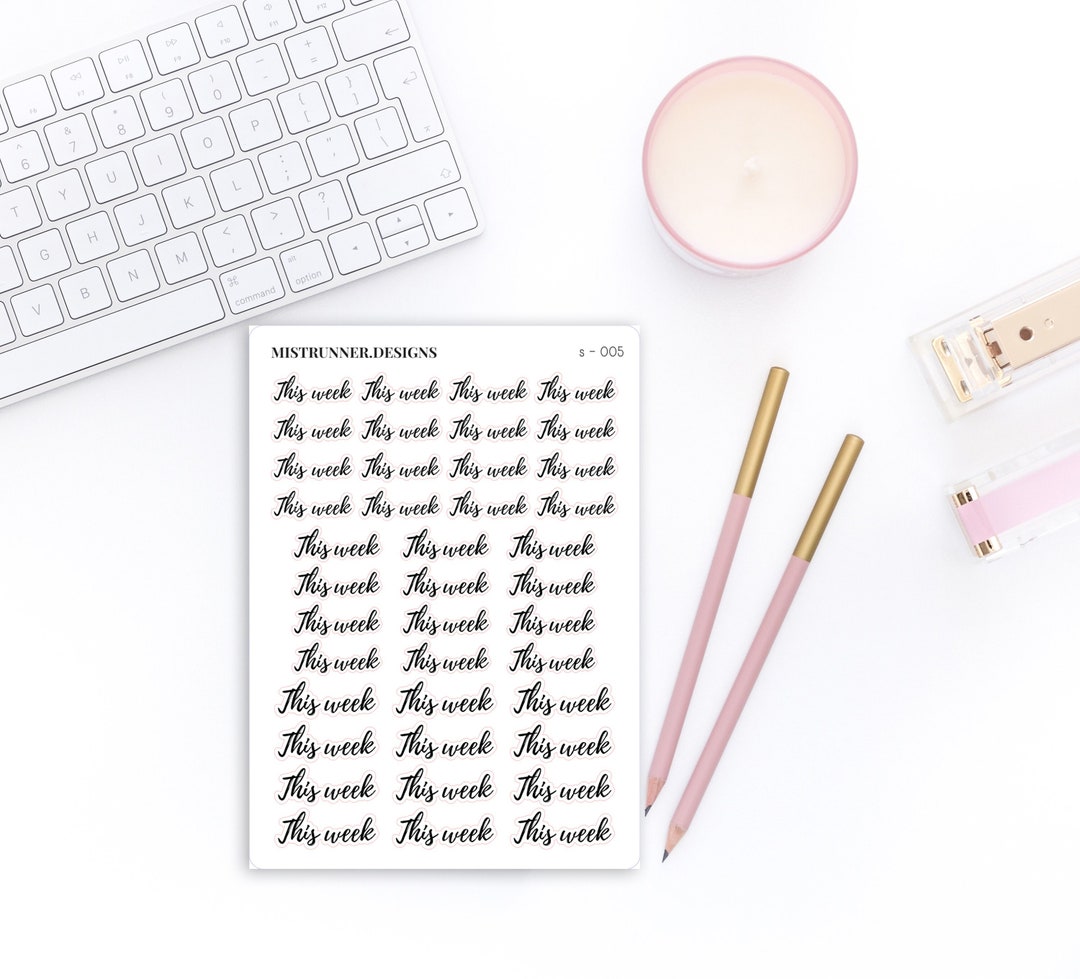 This Week Elegant Script Word Planner Stickers // Tiny This Week ...