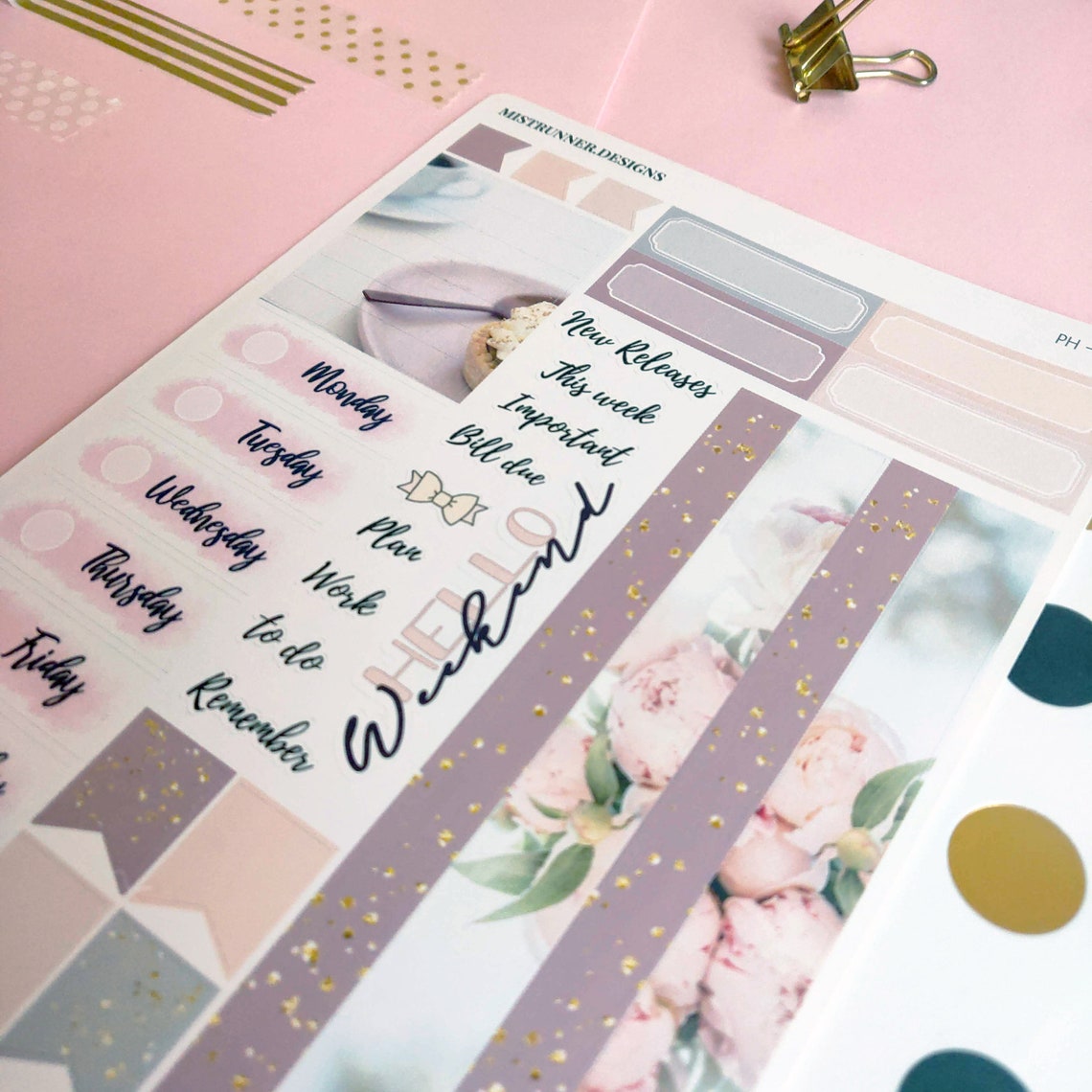 Pink Floral Photo Weekly Planner Sticker Kit - Etsy