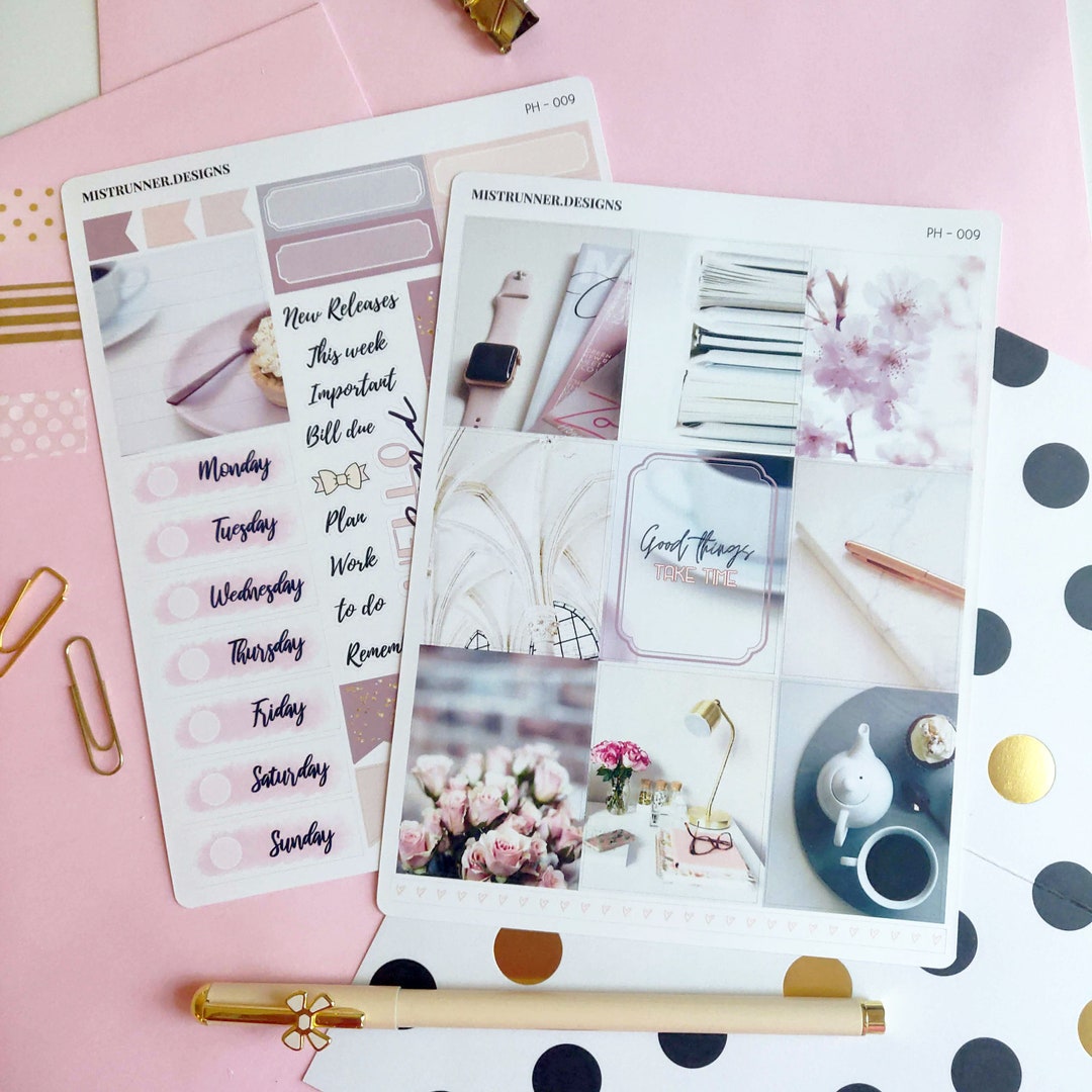 Pink Floral Photo Weekly Planner Sticker Kit - Etsy