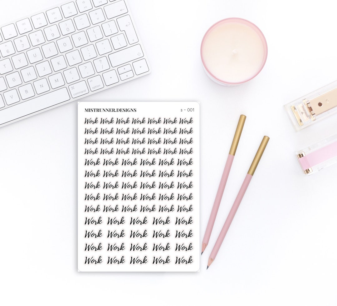 Work Elegant Script Word Planner Stickers // Tiny Work Wording Planner ...