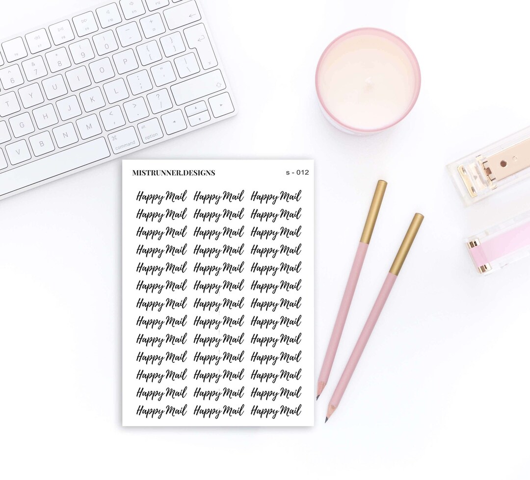 Happy Mail Elegant Script Word Planner Stickers // Tiny Word - Etsy