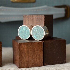 Silver and Crushed Turquoise Plugs Gauges - Large Plugs - Size 6g to 2 ...