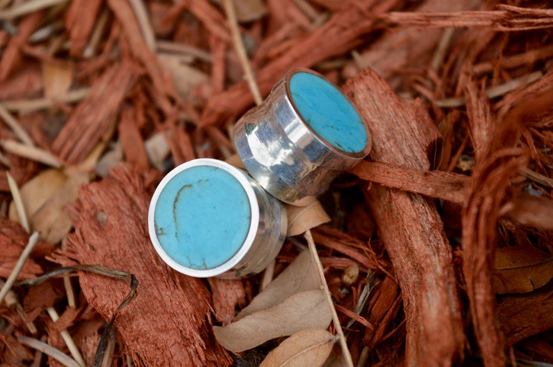 Silver and Solid Turquoise Handmade Large Plugs Gauges Size - Etsy