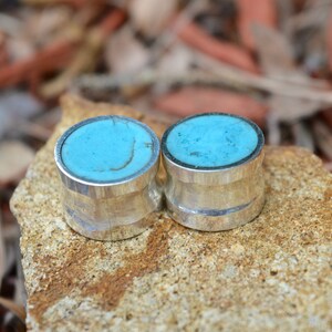 Silver and Solid Turquoise Handmade Large Plugs Gauges - Size 6g to 1 1 ...