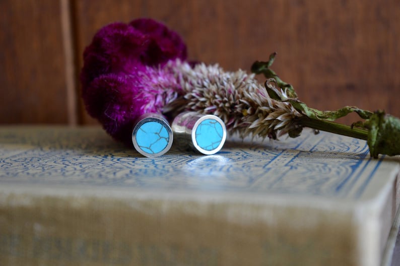 Silver and Solid Turquoise Handmade Large Plugs Gauges Size - Etsy