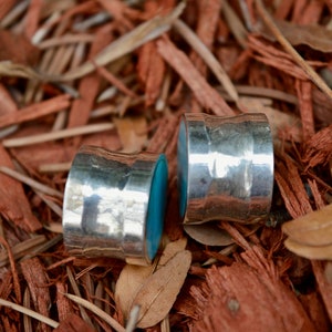 Silver and Solid Turquoise Handmade Large Plugs Gauges - Size 6g to 1 1 ...