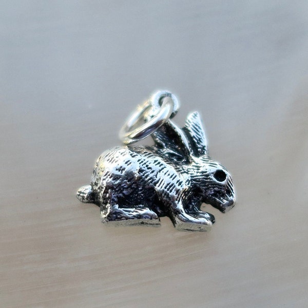 Sterling Silver Rabbit Charm - Etsy