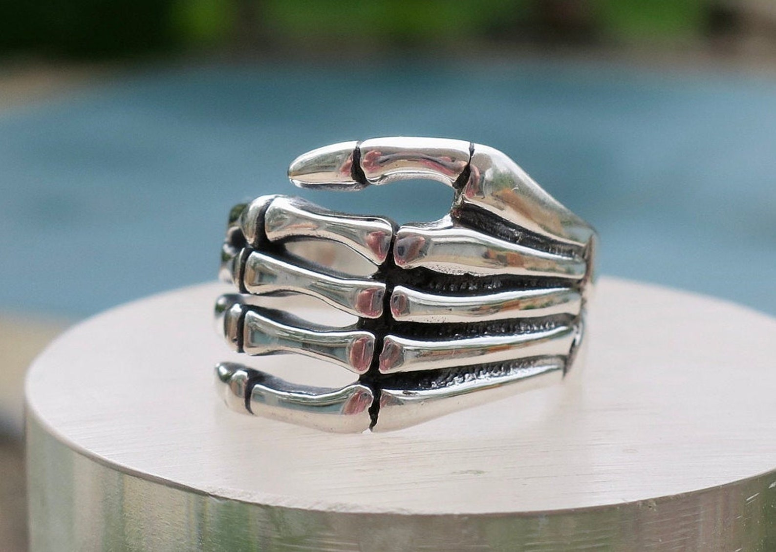 Vintage 925 Sterling Silver Skeleton Hand Ring | Etsy