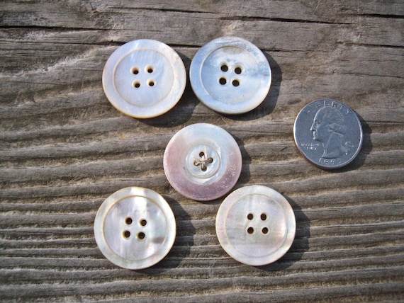 5 Vintage Shell Buttons - Etsy