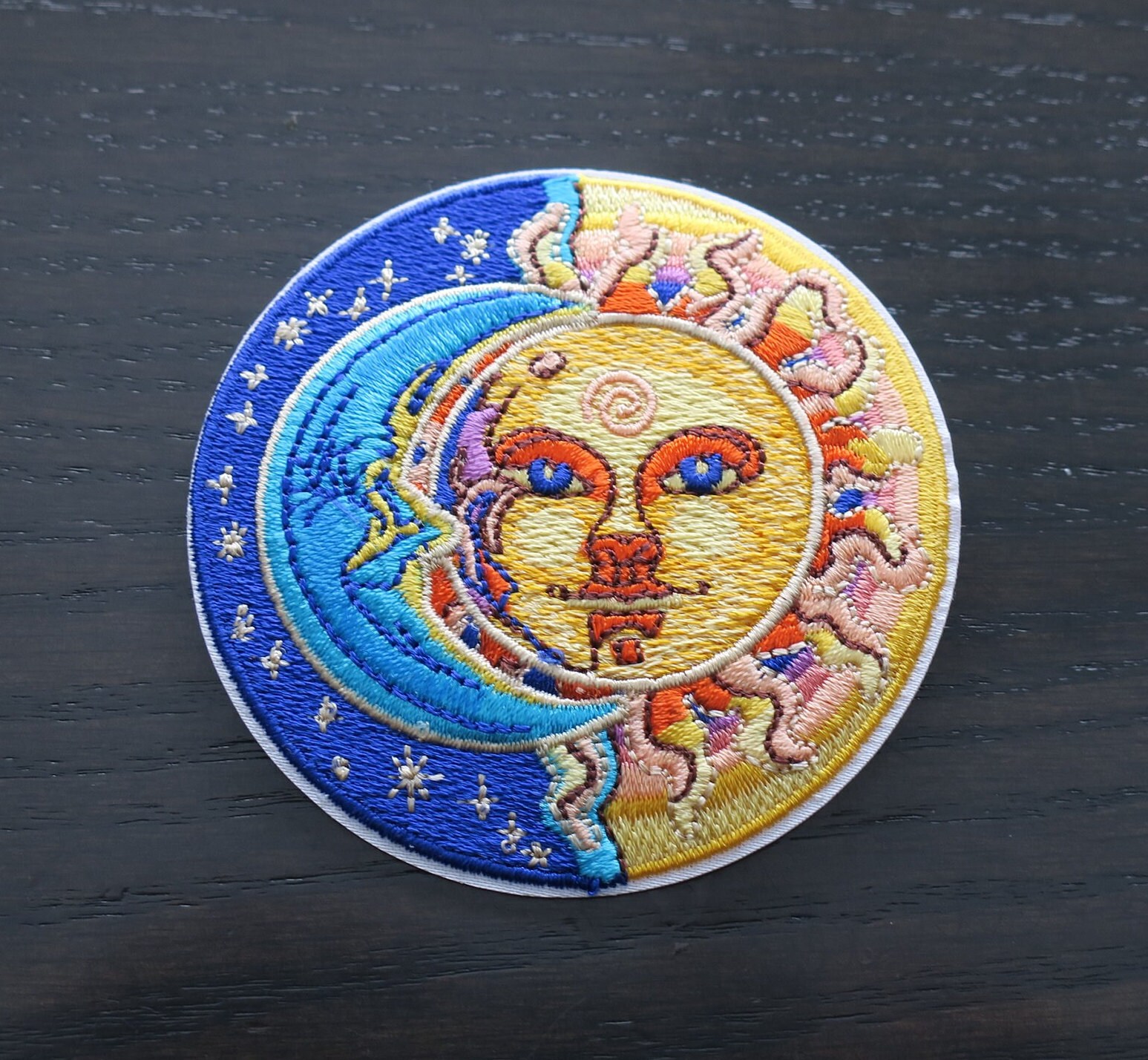 Embroidered Iron on Sun Crescent Moon Patch - Etsy