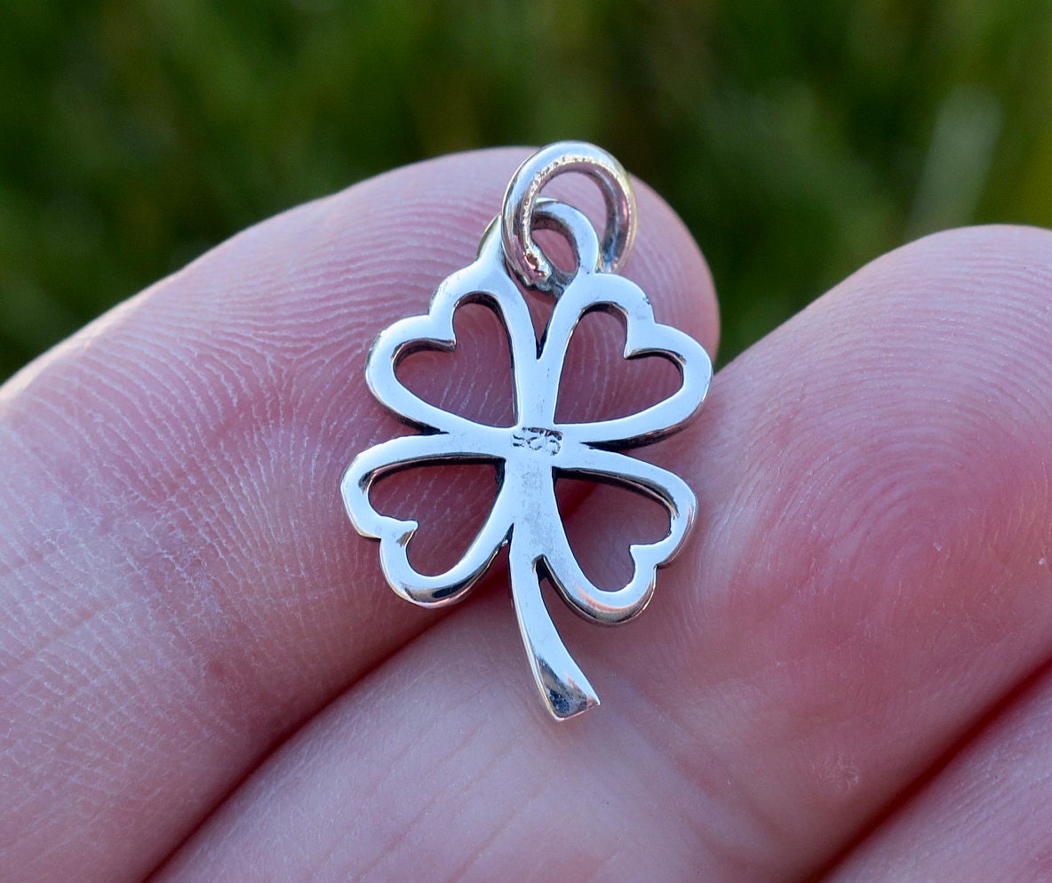 925 Sterling Silver Four Leaf Clover Pendant or Charm - Etsy