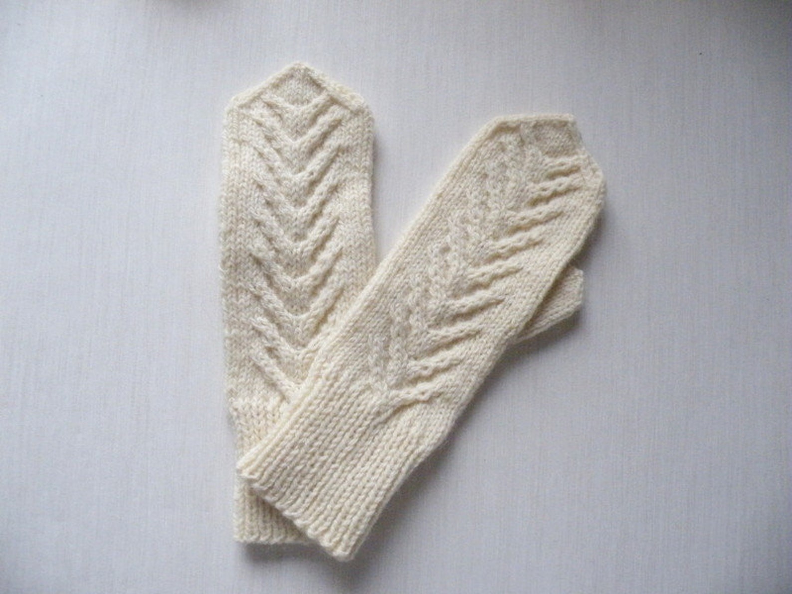 White Wool Knitted Mittens, Wool Knitted Gloves, Winter White Wool ...
