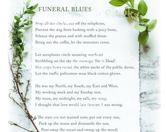 W H Auden Funeral Blues Poem Art Print - Etsy