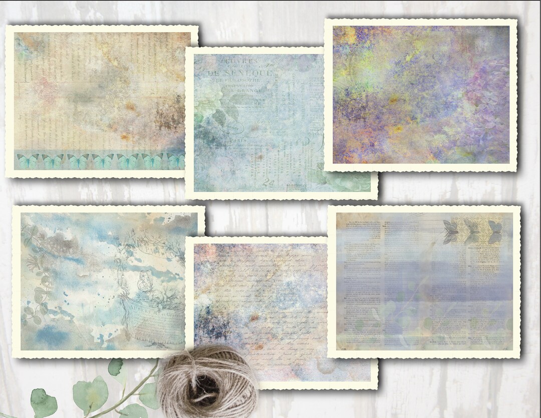 Printable Blue Tone Papers, Set of 6 Blue Mixed Media, Altered Art ...