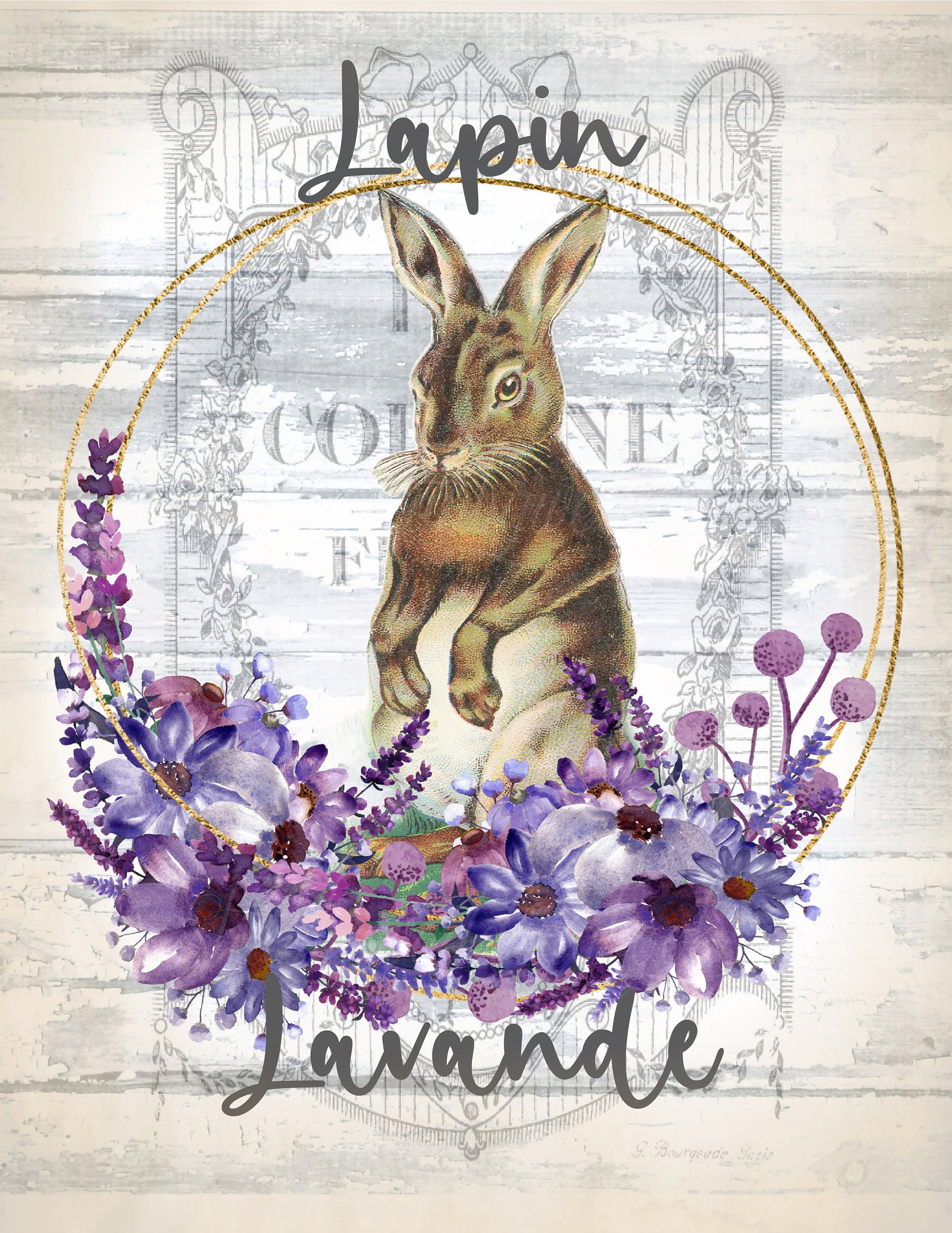 Rabbit Digital Download, French Country Vintage, Flower Wreath, Peter ...