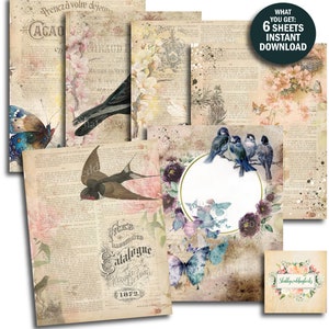 Downloadable Birds and Bees Scrapbooking Papers, 6 Printable Sheets for ...