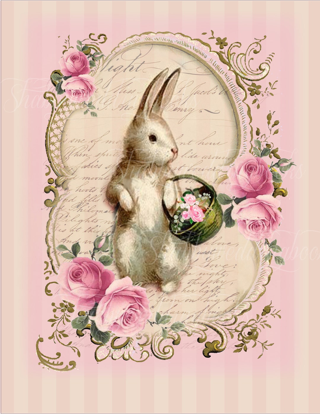 Rabbit Digital Download, French Country Vintage, Flower Wreath, Peter ...