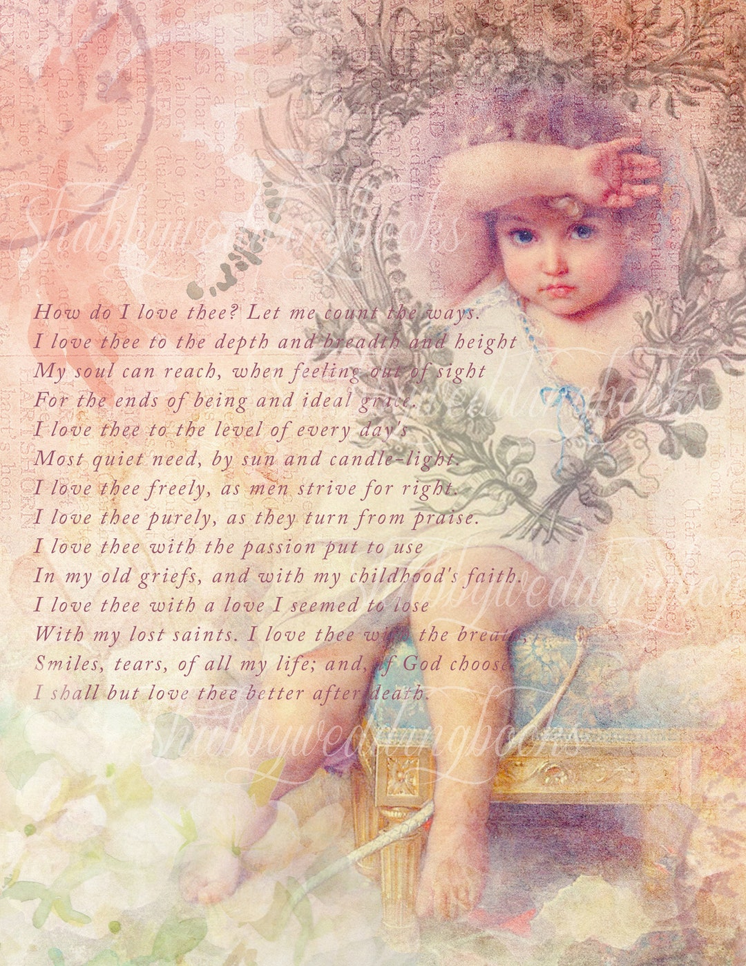 Valentines Day LOVE Poems Mixed Media, 5 Pages of Altered Art Papers ...