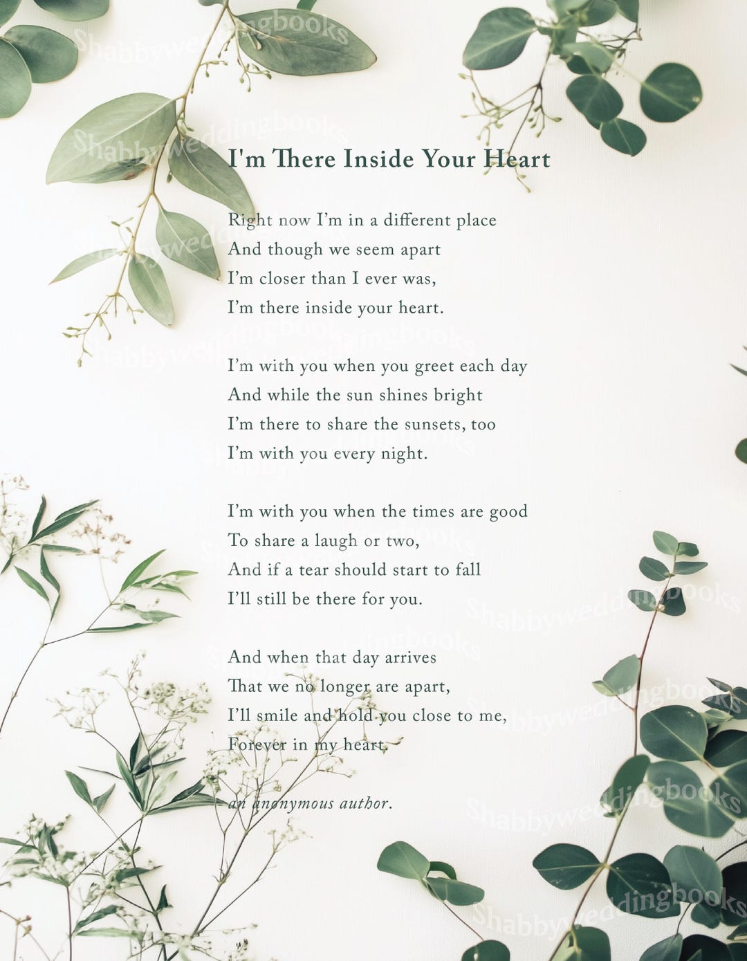 I'm There Inside Your Heart, Digital Download, Typography, Funeral ...