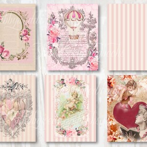 Printable Paper Pack, Romantic Pink Hearts and Flowers, Digital ...