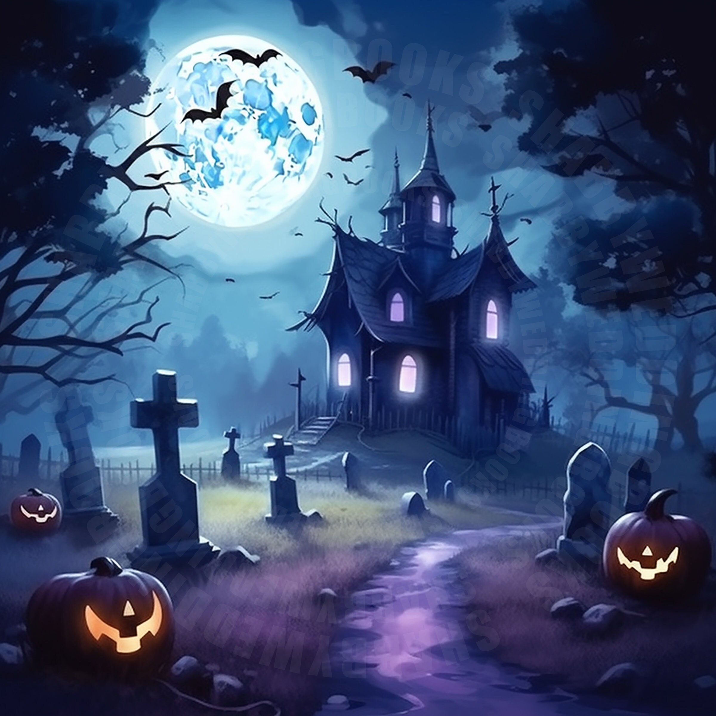 Halloween Clip Art, 6 Haunted House Images, Instant Digital Downloads ...