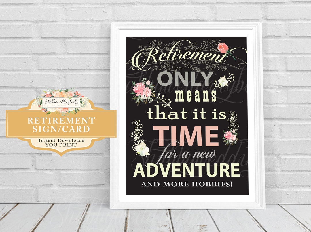 Retirement Sign or Card, Digital Download, Typography Gift for Retiring ...