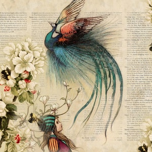 Butterflies, Fairies, Flowers and Bird Digital Download, 6 Printable ...