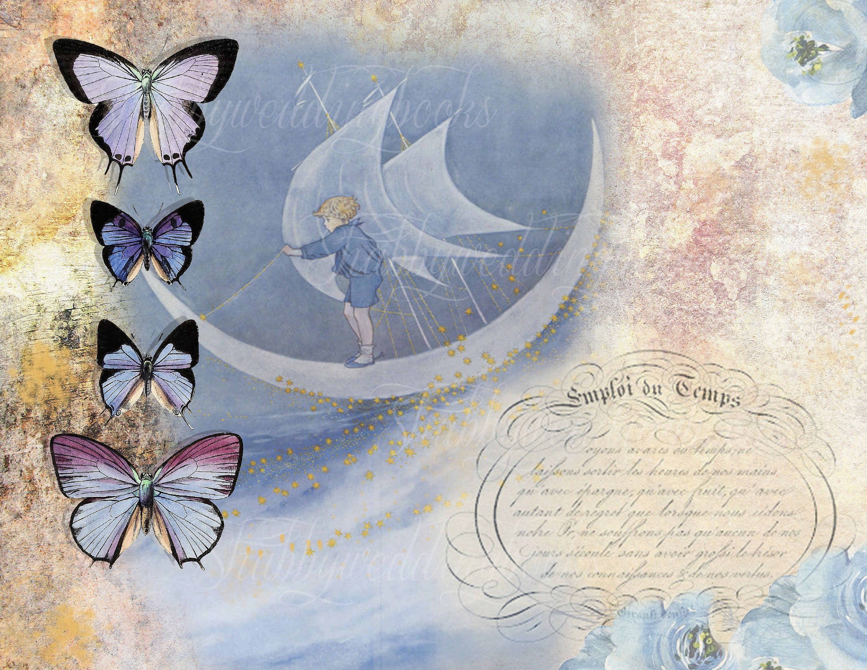 Butterflies, Fairies, Flowers and Bird Digital Download, 6 Printable ...
