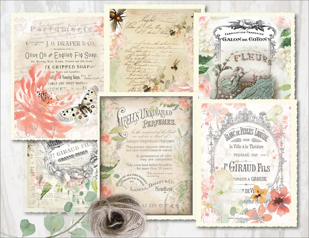 Printable Digital Download Victorian Style Altered Art Paper, Set of 6 ...