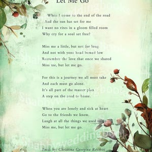 Miss Me but Let Me Go, Poem by Christina Rossetti, Digital Download ...