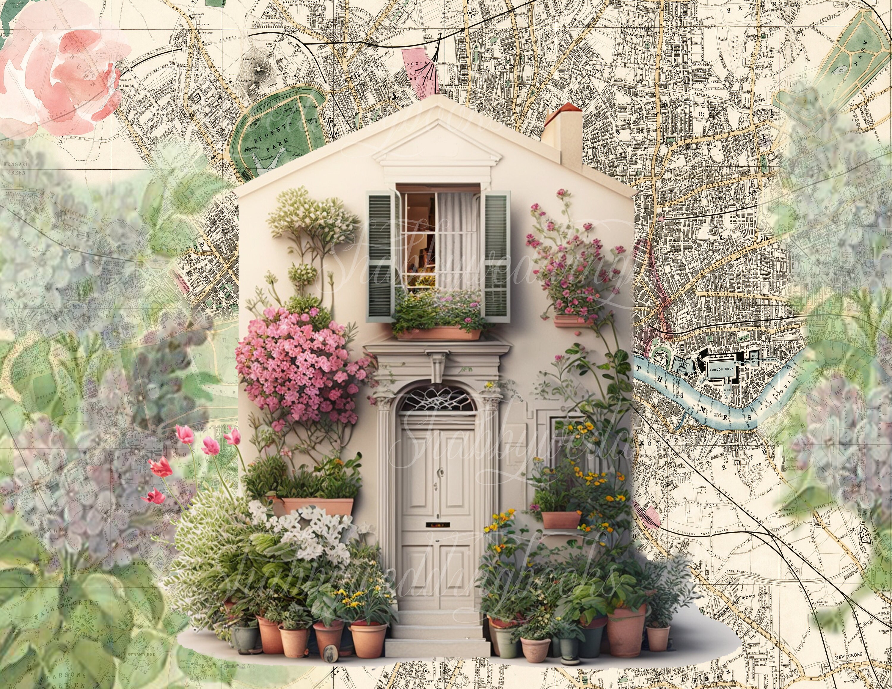 London Mews Digital Download Printable Bundle of 6 Scrapbooking Papers ...