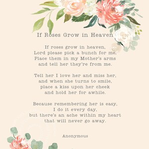 If Roses Grow in Heaven, Digital Download, Typography, Funeral Eulogy ...