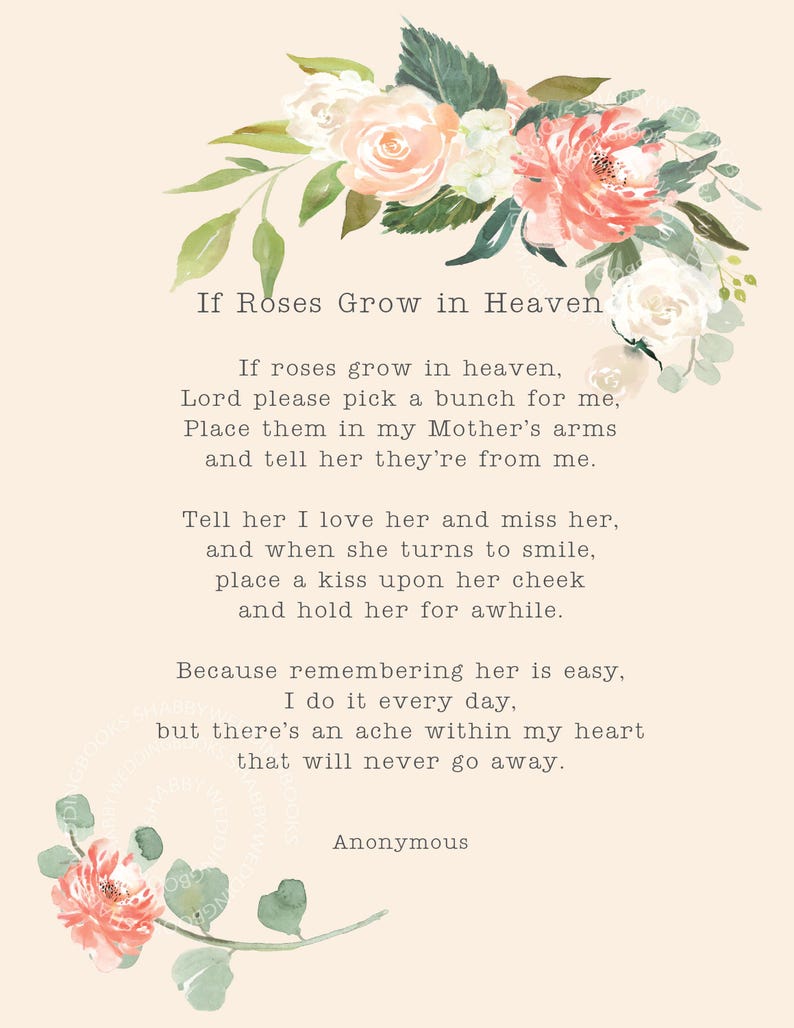 If Roses Grow in Heaven, Digital Download, Typography, Funeral Eulogy ...