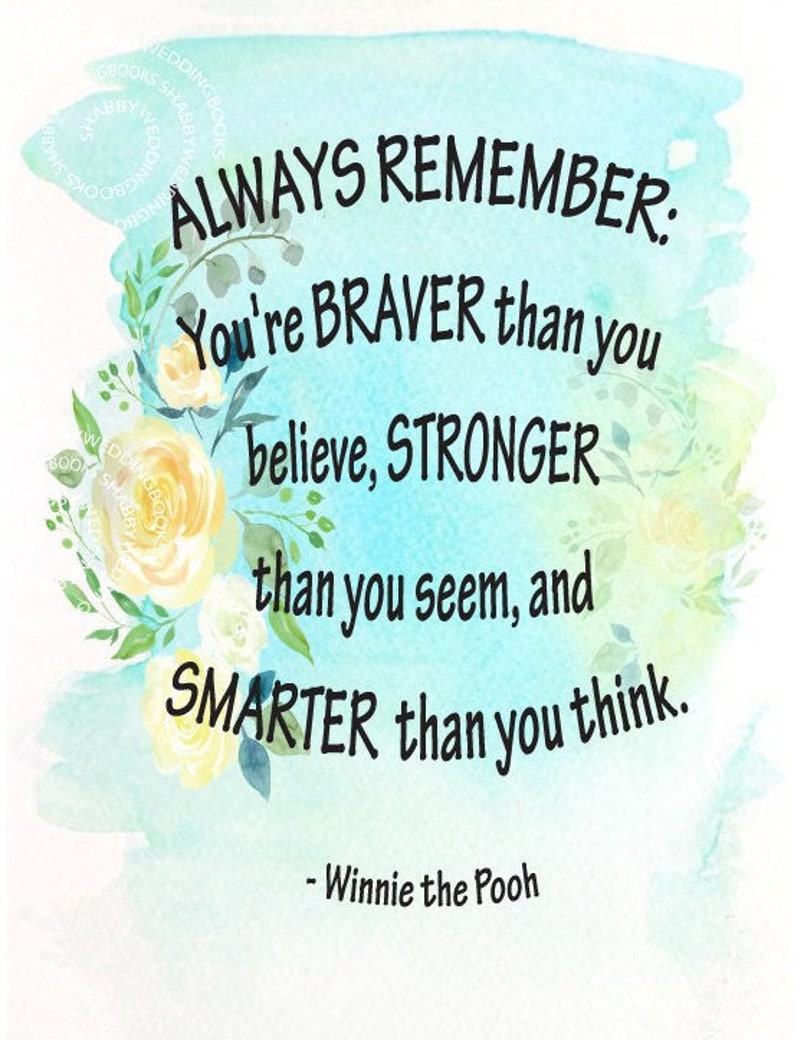 AA Milne Quote From Winnie the Pooh, Inspirational Watercolor Art ...