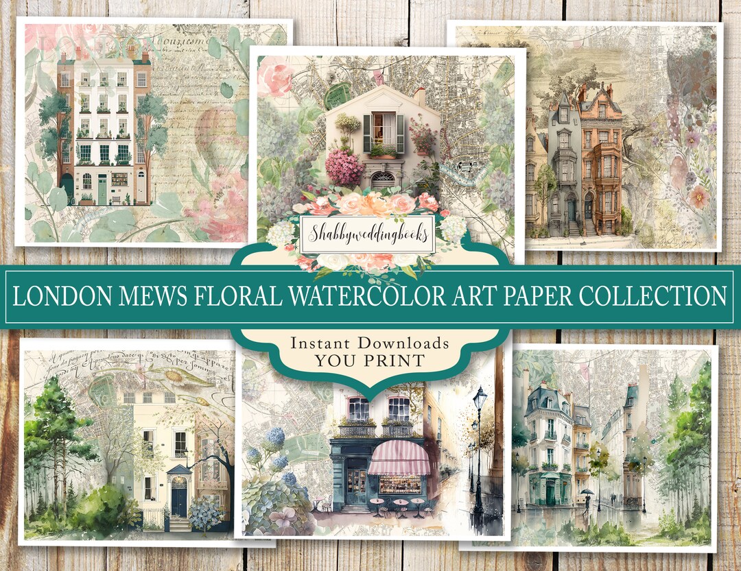 London Mews Digital Download Printable Bundle of 6 Scrapbooking Papers ...
