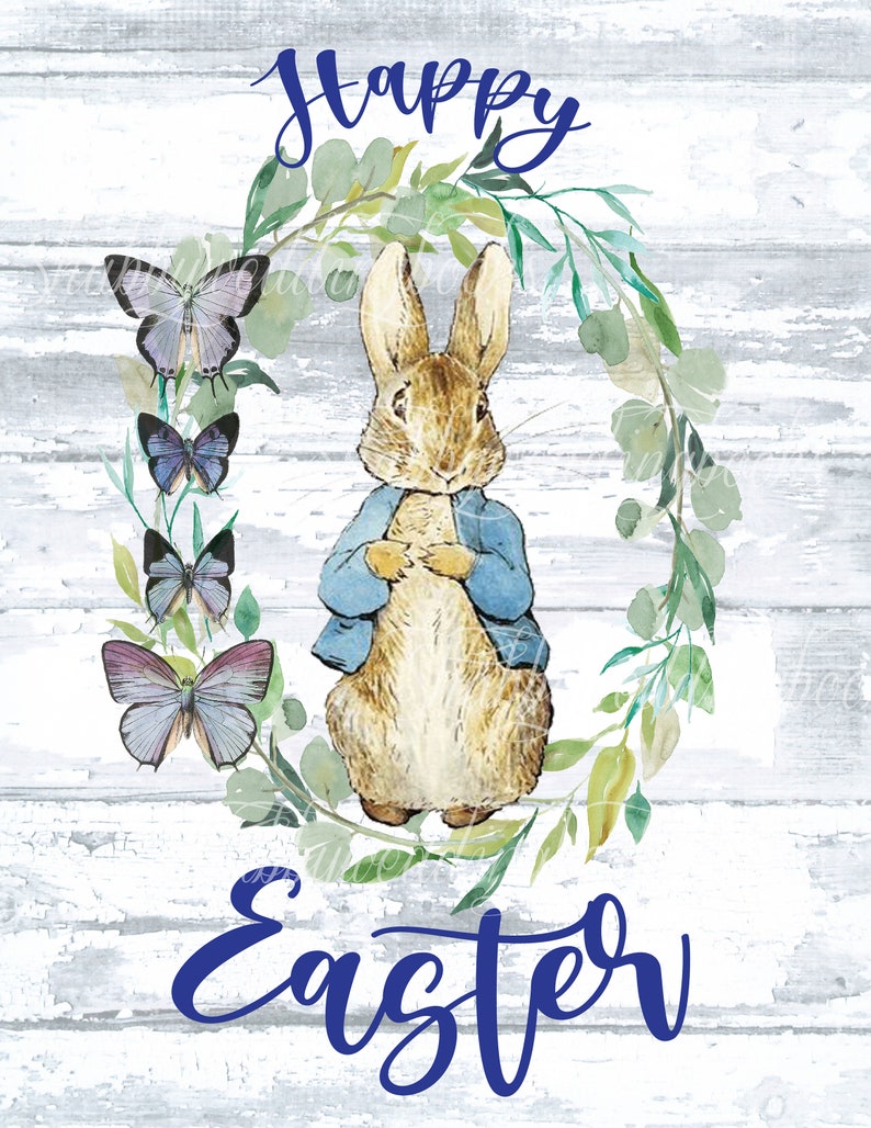 Bunny Digital Download, French Country Vintage, Flower Wreath, Peter ...