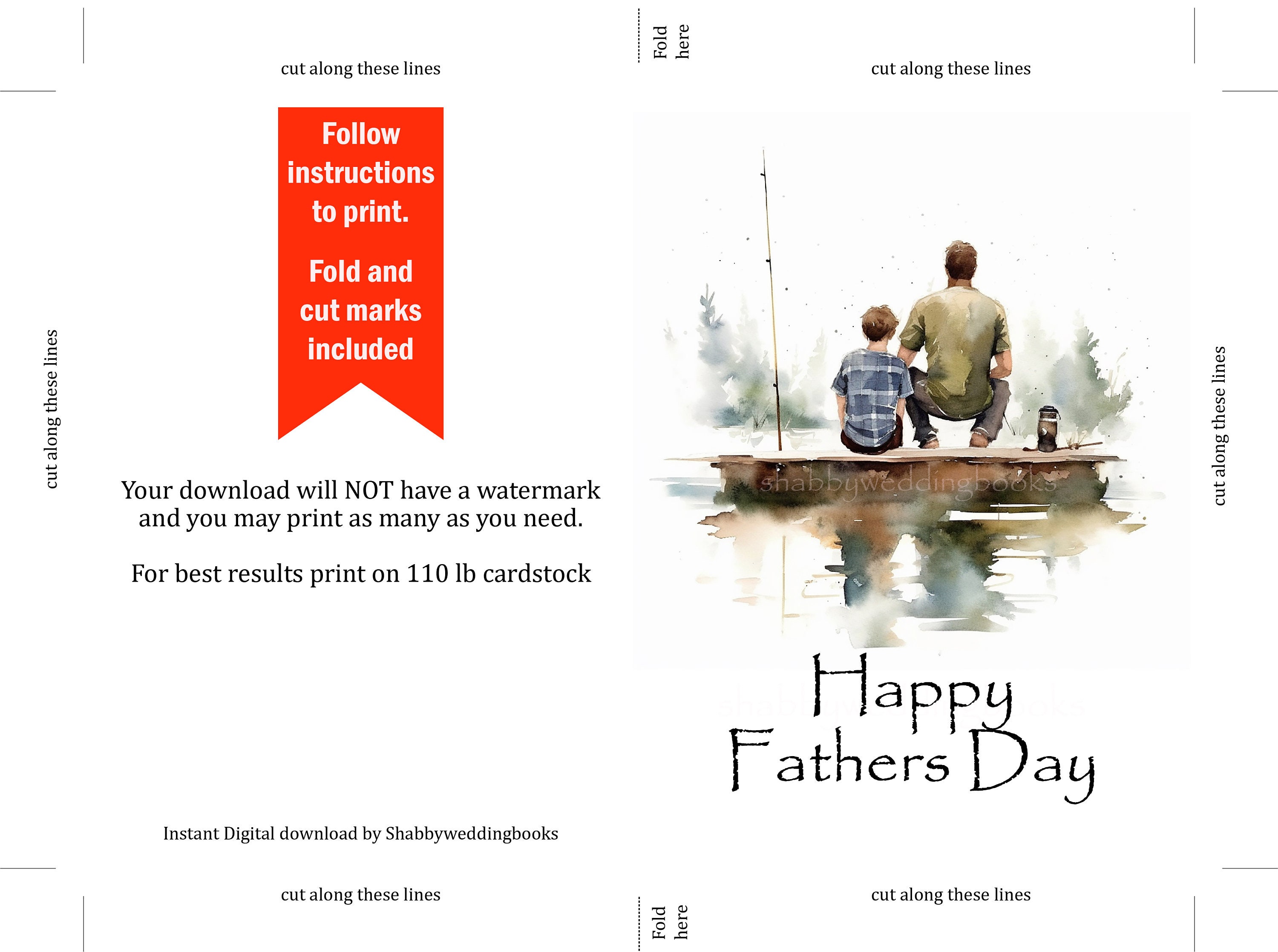 Printable Fathers Day Card, Gone Fishing, Digital Download, Funny ...