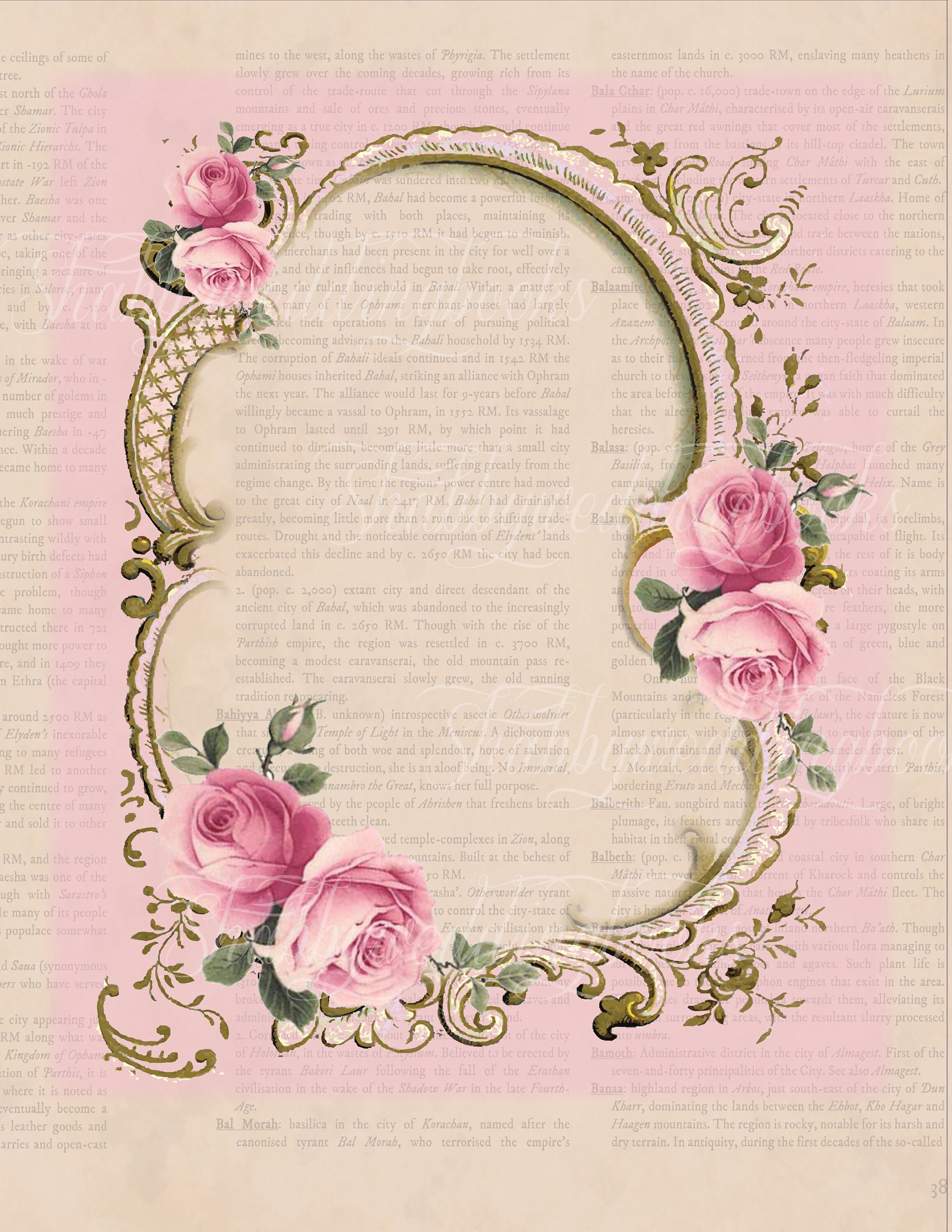Printable Paper Pack, Romantic Pink Hearts and Flowers, Digital ...