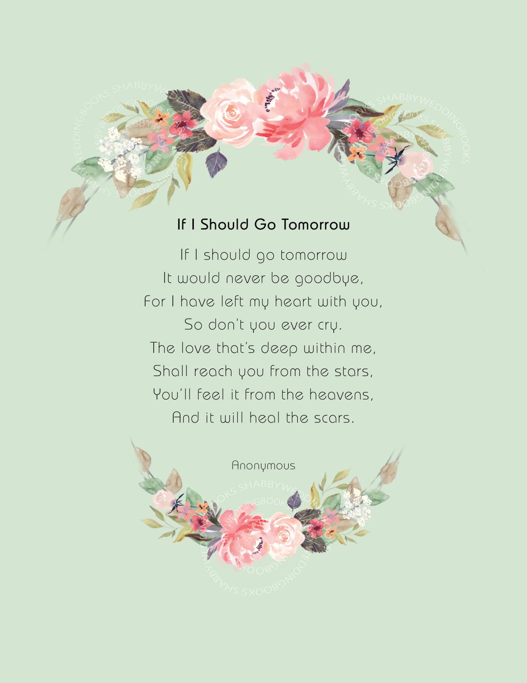 If I Should Go Tomorrow, Digital Download, Typography, Funeral Eulogy ...
