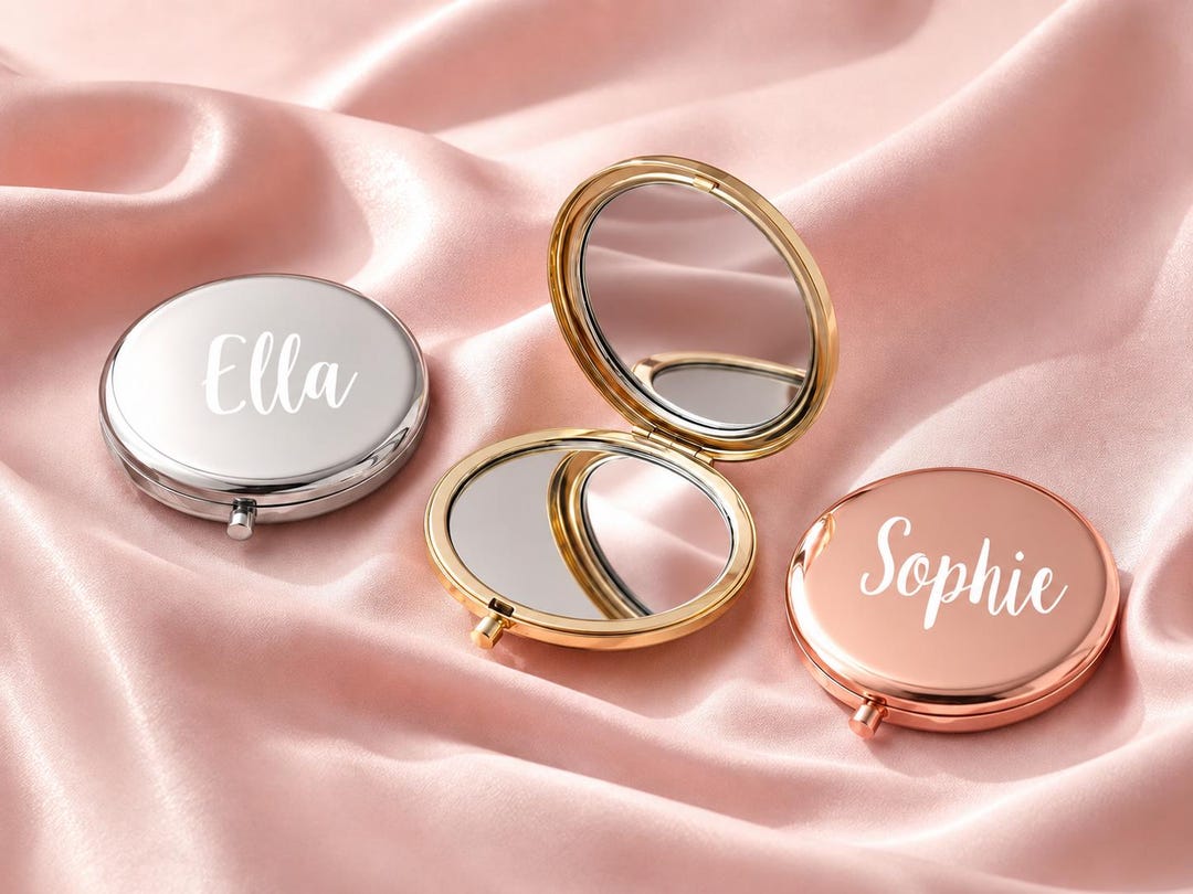 Personalized Compact Mirror, Custom Pocket Cosmetic Mirror, Bridesmaid ...